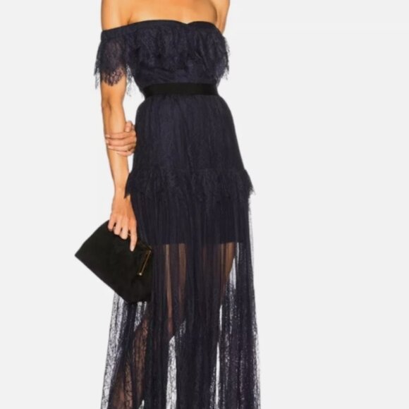 Self-Portrait | Dresses | Nwot Self Portrait Navy Blue Lace Off The ...